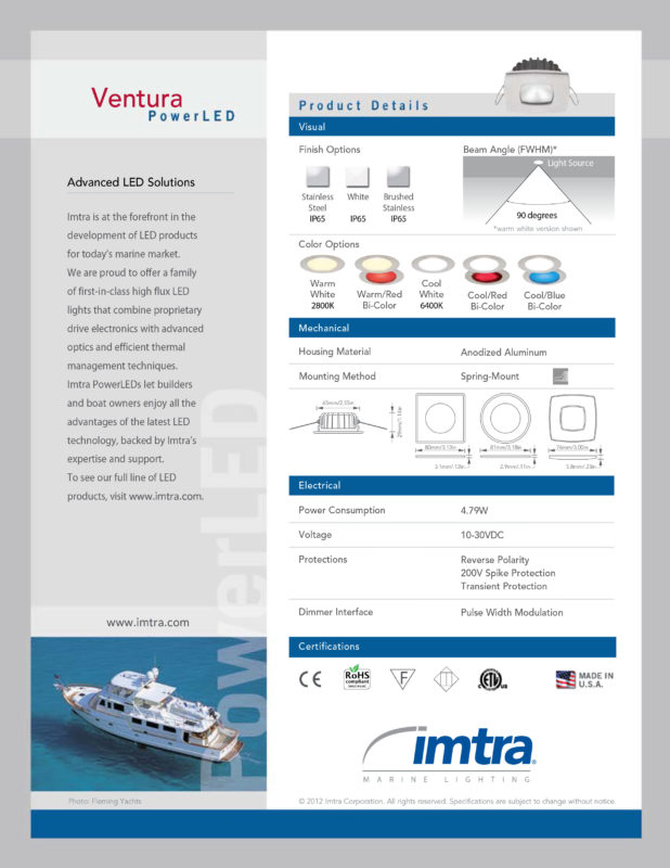 Imtra Ventura PowerLED, 10-30VDC, White | AC DC Marine Inc. Marine ...